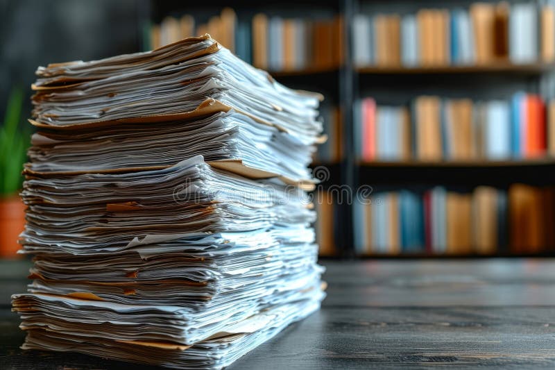 A Stack of Sheets of Paper on the Table, Paper Documents Stuck on the ...