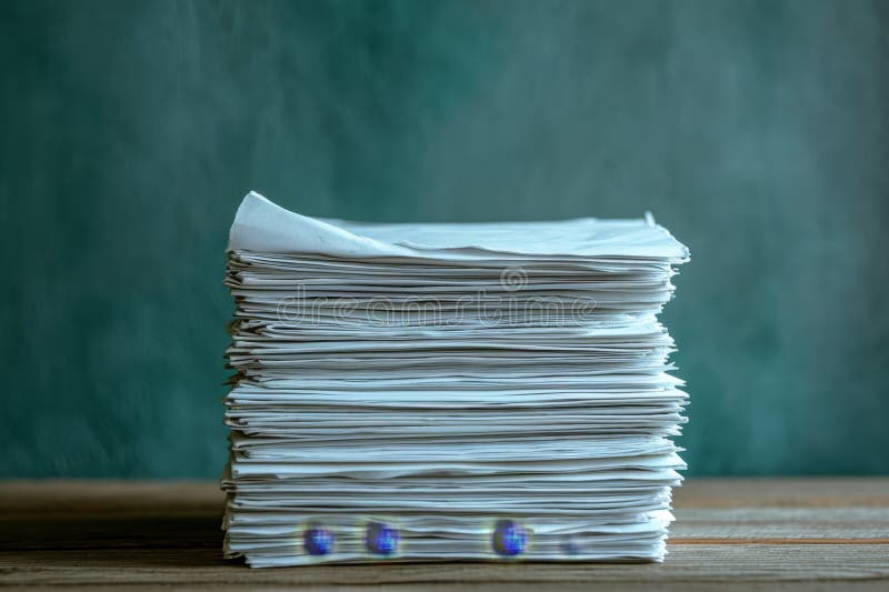 A Stack of Sheets of Paper on the Table, Paper Documents Stuck on the ...