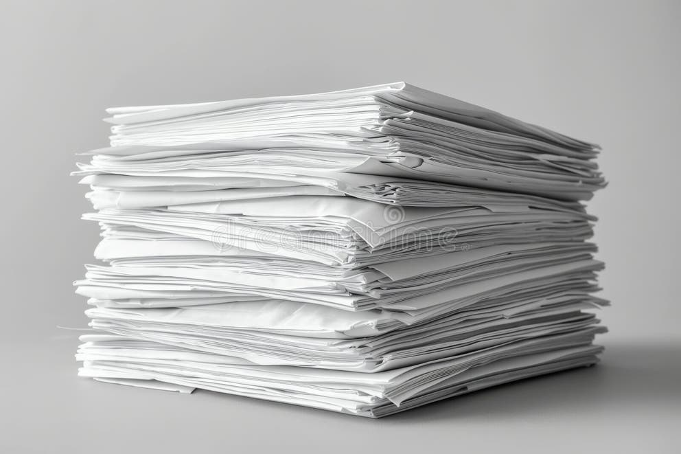A Stack of Sheets of Paper on the Table, Paper Documents Stuck on the ...