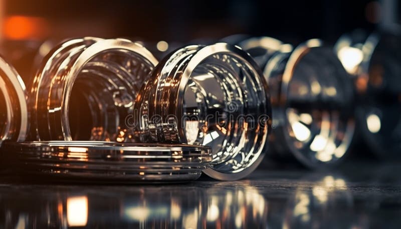Stack of Shiny Crockery in a Row on a Clean Table Generated by AI Stock ...