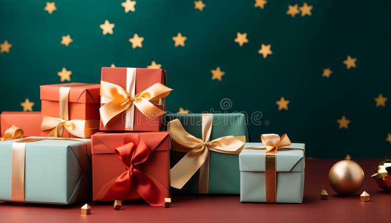 A Stack of Shiny Gift Boxes, Vibrant Decorations for Celebration ...