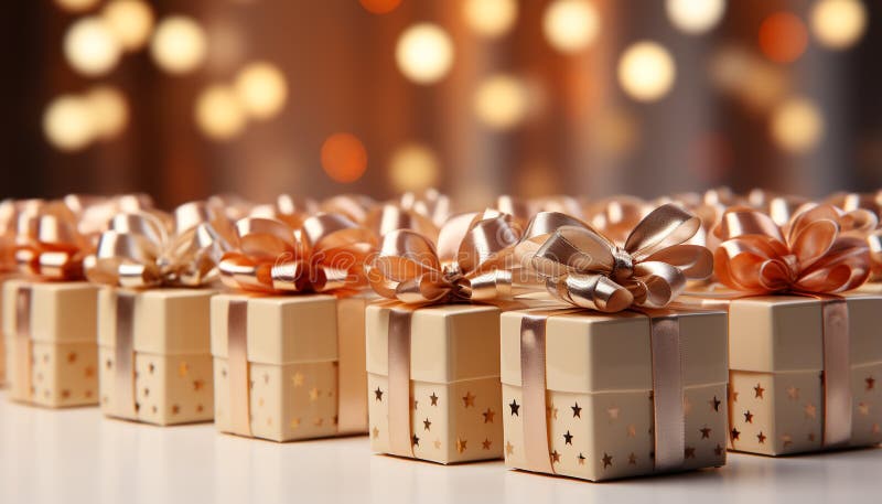 A Stack of Shiny Gift Boxes, Wrapped in Gold Paper Generated by AI ...