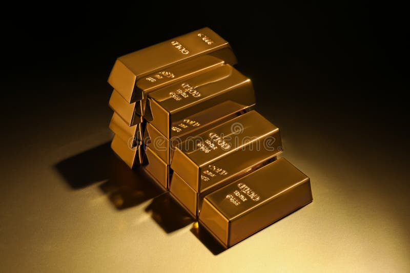 Stack of Shiny Gold Bars on Color Background Stock Image - Image of ...