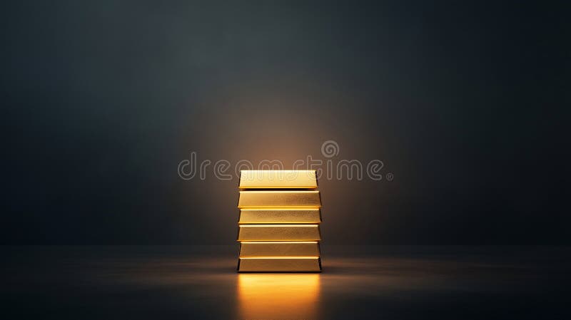 Stack of Shiny Gold Bars on Dark Blue Background, Symbolizing Wealth ...