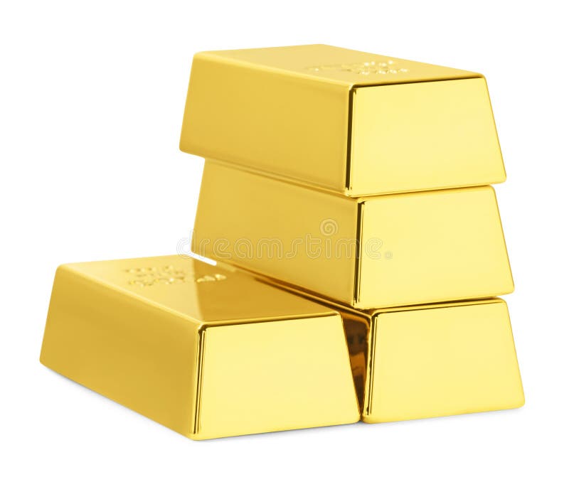 Stack of Shiny Gold Bars Isolated on White Stock Image - Image of money ...