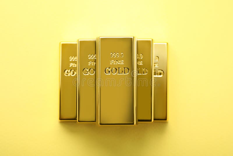 Stack of Shiny Gold Bars on Color Background Stock Image - Image of ...