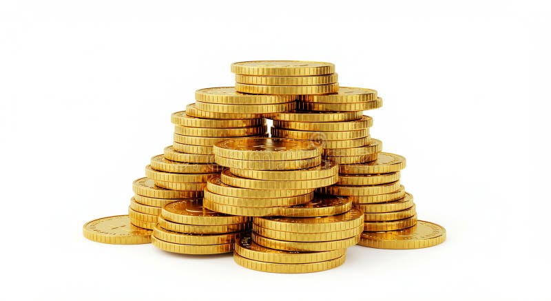 A Stack of Shiny Gold Coins is Arranged in a Pyramid Shape Against a ...