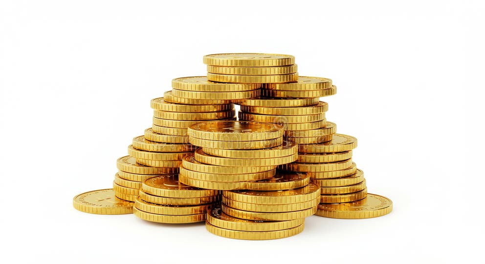 A Stack of Shiny Gold Coins is Arranged in a Pyramid Shape Against a ...