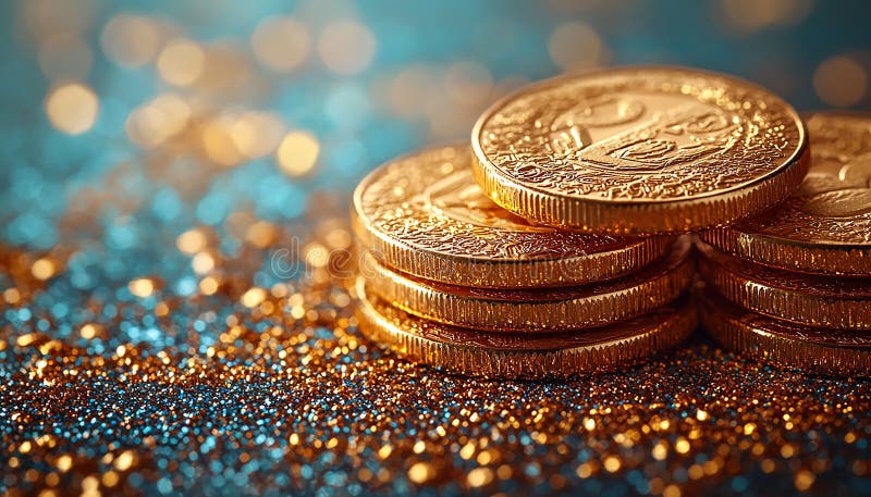 Stack of Shiny Gold Coins Symbolize Wealth Success Generated by AI ...