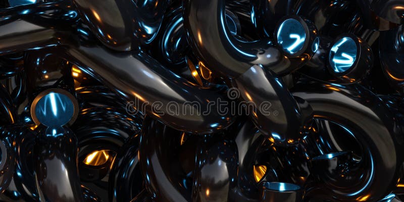 Stack of Shiny Metal Objects 3d Render Illustration Stock Illustration ...