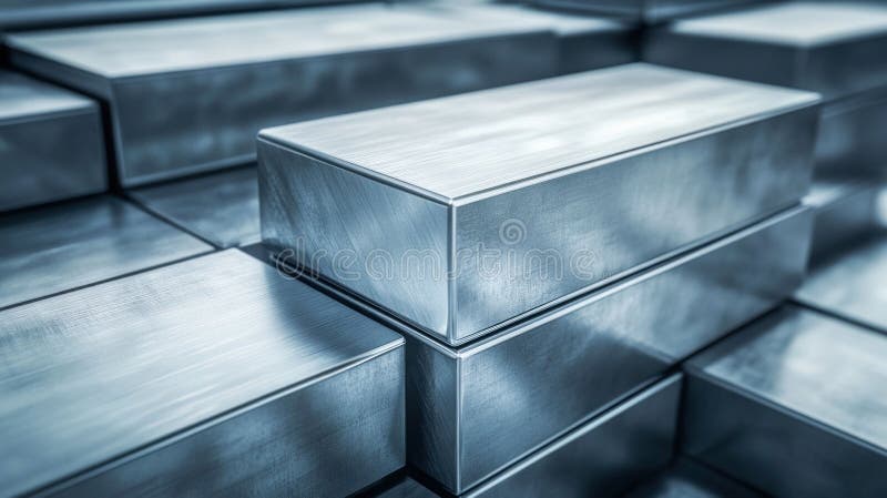 Stack of Shiny Metallic Silver Bars in Industrial Setting Stock ...