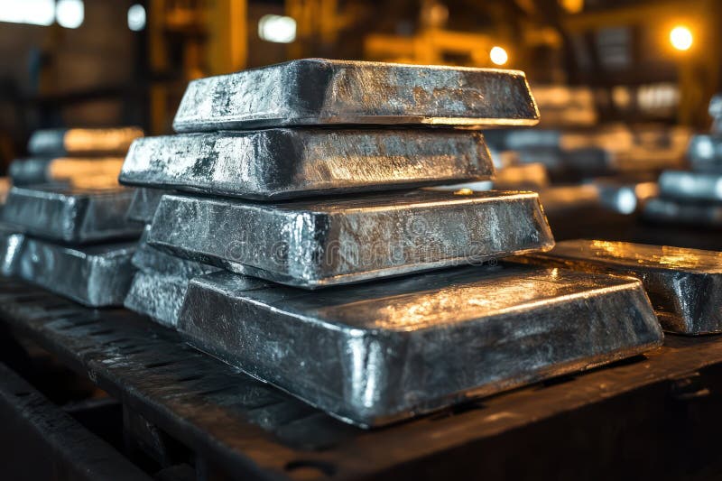 Cooling Silver Ingots Stacked in Metal Refining Plant Stock ...