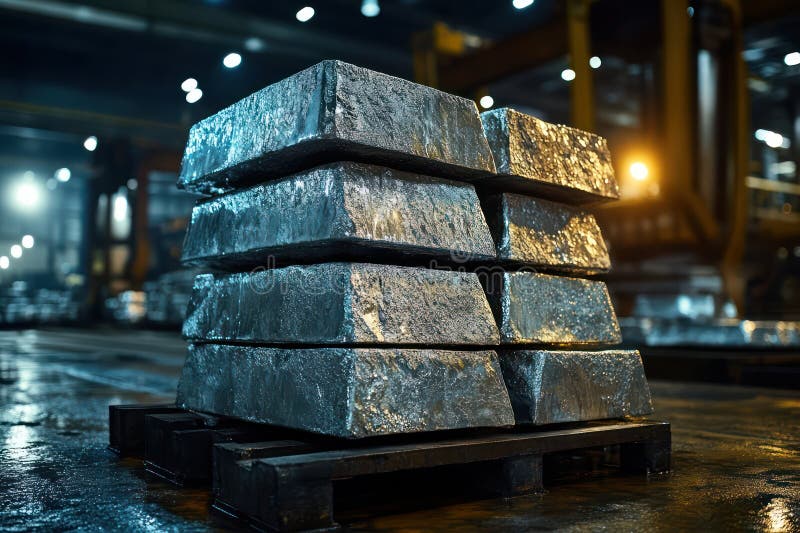 Cooling Silver Ingots Stacked in Metal Refining Plant Stock ...