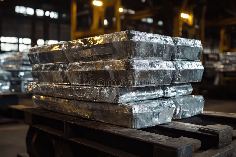 Cooling Silver Ingots Stacked in Metal Refining Plant Stock ...