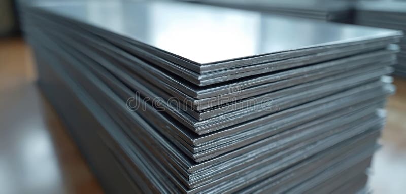 Stack of Shiny, Silver Metal Sheets. Ready for Industrial Use, Building ...