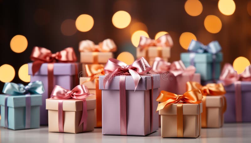 A Stack of Shiny Wrapped Gift Boxes, a Celebration Event Generated by ...