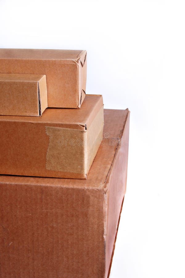Closed Thin Cardboard Box on White Stock Photo - Image of carton, post ...