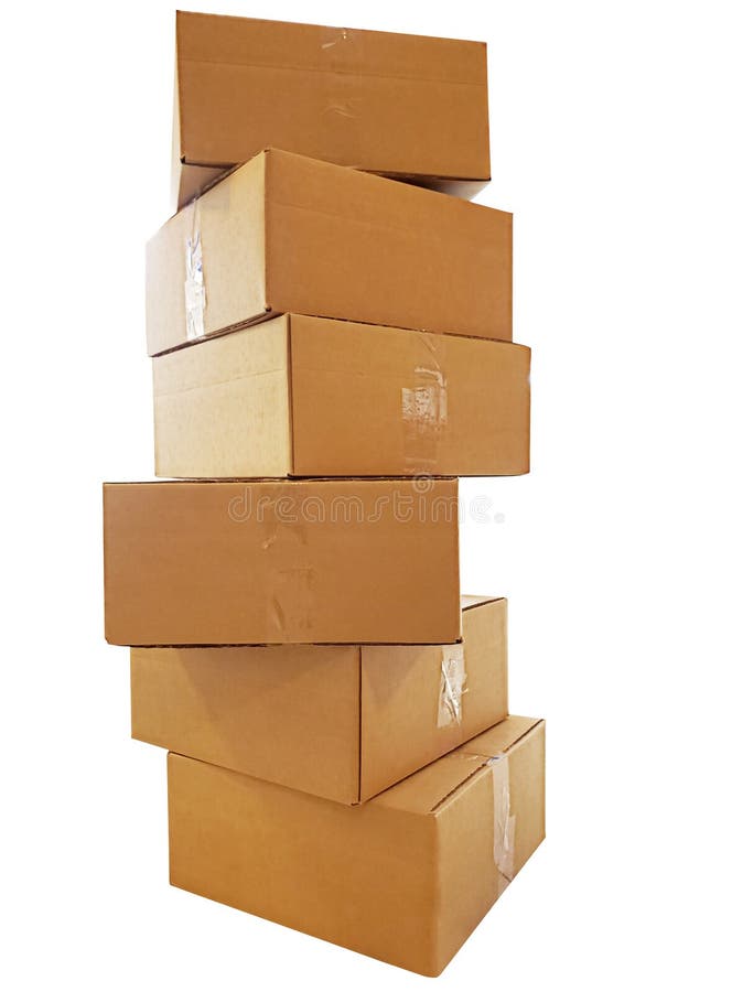 Stack of Shipping Boxes with Clipping Path Stock Image - Image of shop ...