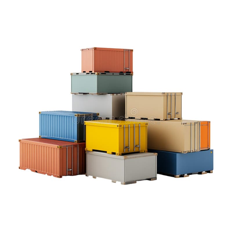 Stack of Shipping Containers on Transparent Background - Ai Generated ...