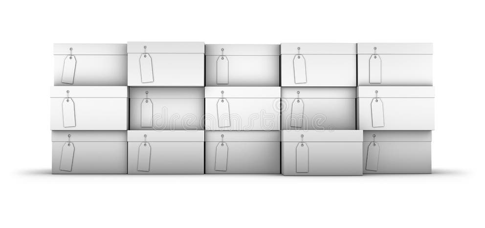 Stack of Shoe Boxes on a White Background Stock Illustration ...