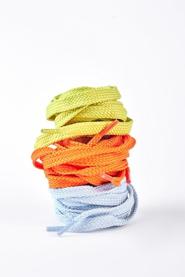 Stack of Shoe Laces, White Background. Stock Photo - Image of element ...