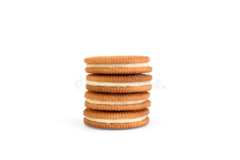 Stack of Shortbread Cookies with Coconut Filling Isolated on White ...