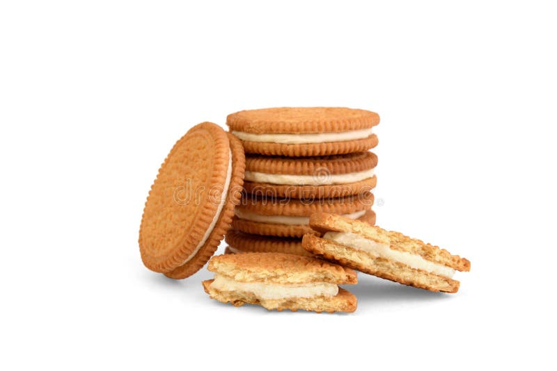 Stack of Shortbread Cookies with Coconut Filling Isolated on White ...