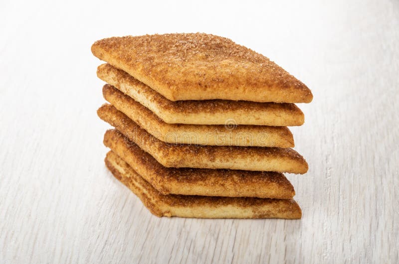 Stack of Shortbread Cookies with Sugar and Cinnamon on Table Stock ...