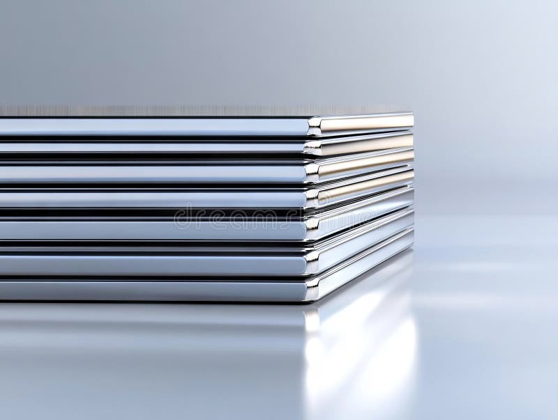 A Stack of Silver Books Sitting on Top of a Table Stock Illustration ...