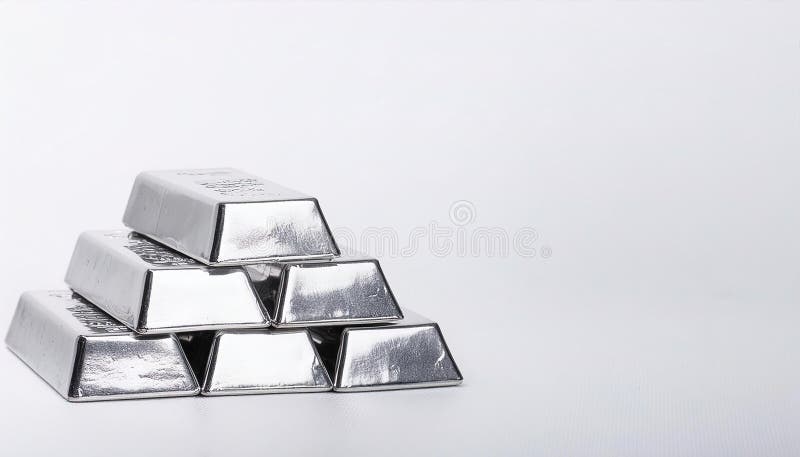 Stack of Silver Bullion Bars. the Flat, Rectangular Shape of Silver ...
