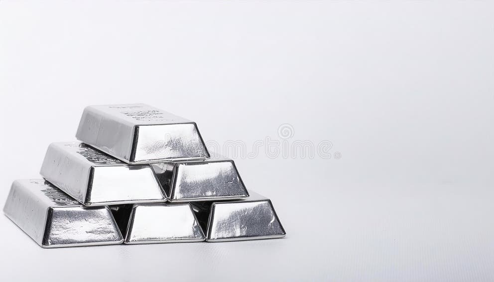 Stack of Silver Bullion Bars. the Flat, Rectangular Shape of Silver ...
