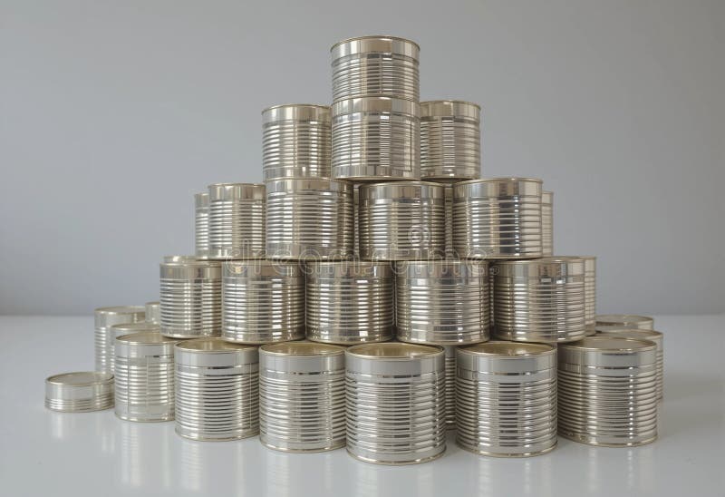 A Stack of Silver Cans, Each One Slightly Different in Size Stock ...