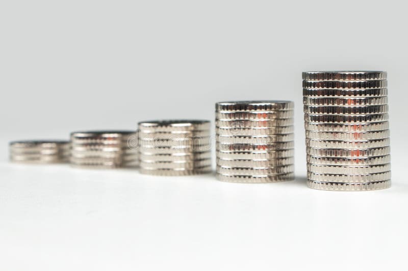 Stack of Silver Coins Isolated on White Background Stock Image - Image ...