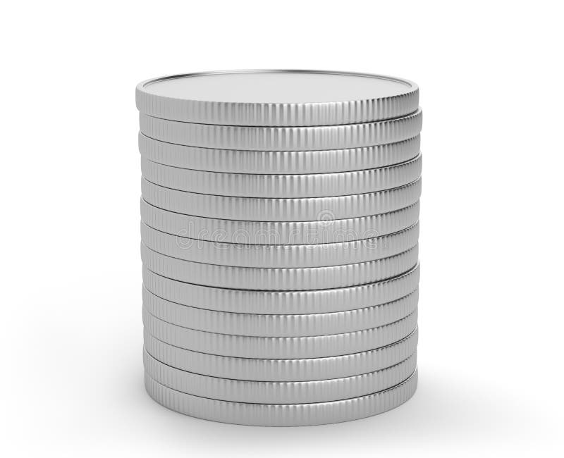 Stack of Silver Coins Isolated on White Background Stock Illustration ...