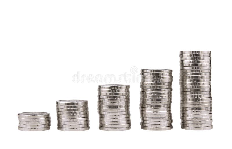 Stack of Silver Coins Isolated on White Background Stock Image - Image ...