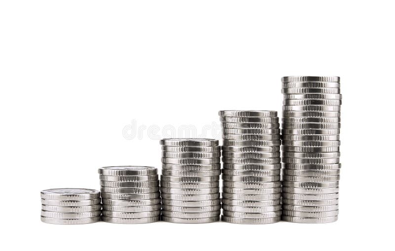 Stack of Silver Coins Isolated on White Background Stock Image - Image ...