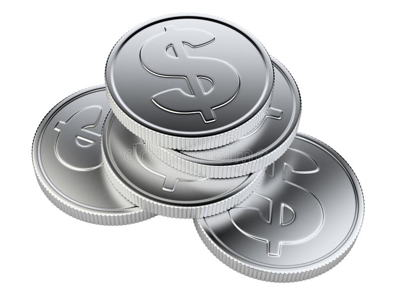 Stack of Silver Coins Isolated on White Stock Illustration ...