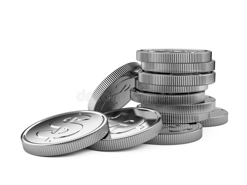 Stack of Silver Coins Isolated on White Stock Illustration ...