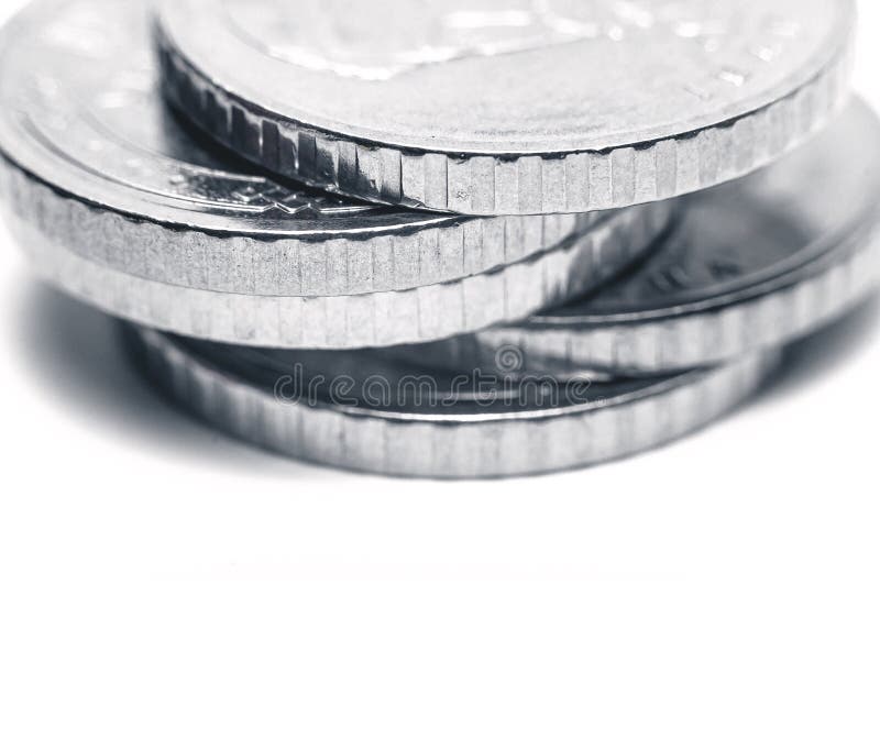 Stack of Silver Coins is Stacked in an Uneven Pile. Obverse of Modern ...