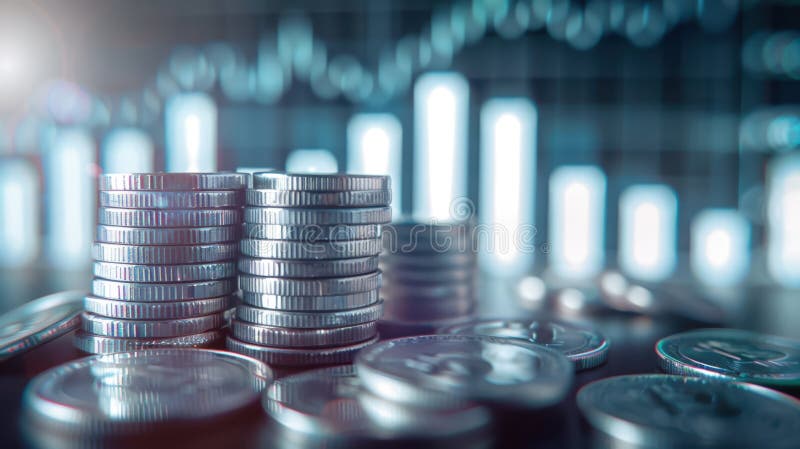 The Stack of Silver Coins. AI Generated Stock Illustration ...