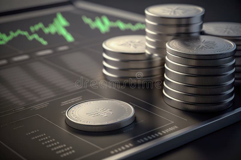 Stack of Silver Coins with Trading Chart Stock Illustration ...