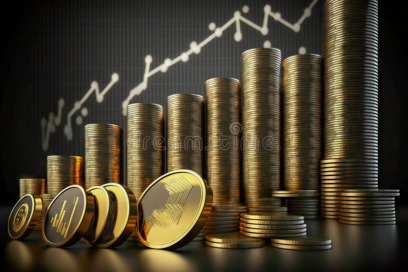 Stack of Silver Coins with Trading Chart Stock Illustration ...