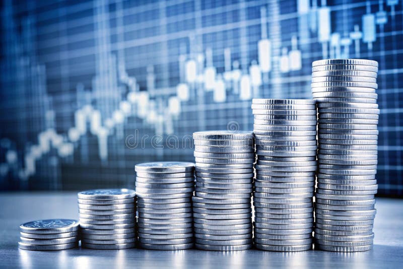 Stack of Silver Coins with Trading Chart Stock Illustration ...