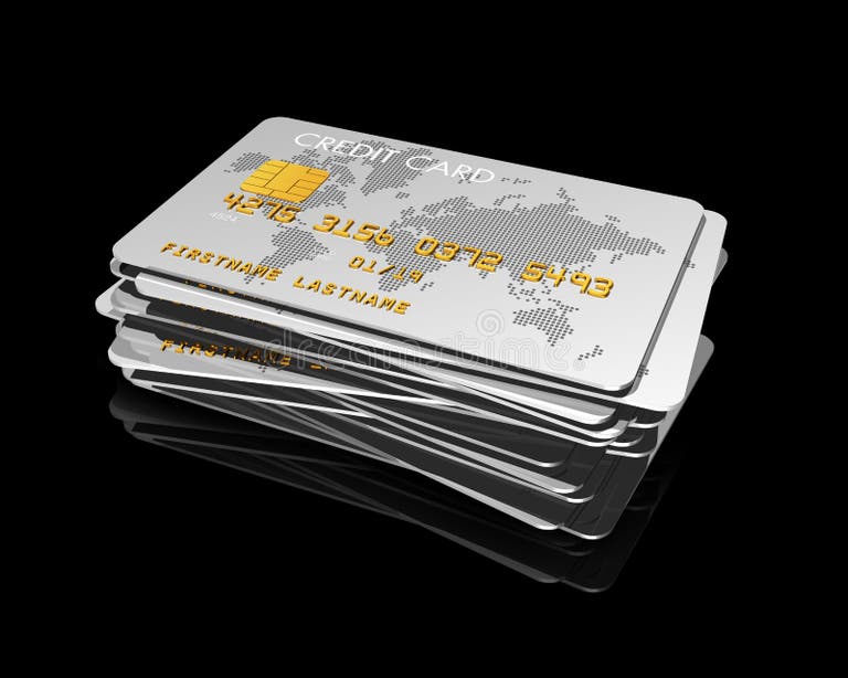 Stack of Silver Credit Cards Stock Illustration - Illustration of ...