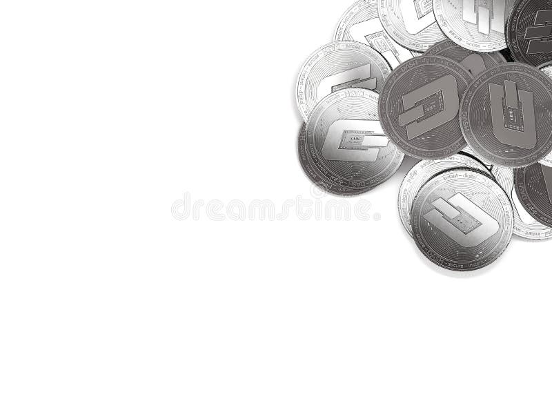 Stack of Silver Dash Coins in Top-right Corner Isolated on White and ...