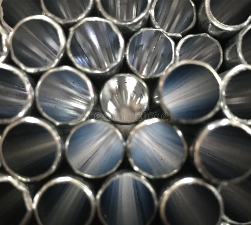 Stack of Silver Steel Pipes Stock Photo - Image of technology, aluminum ...