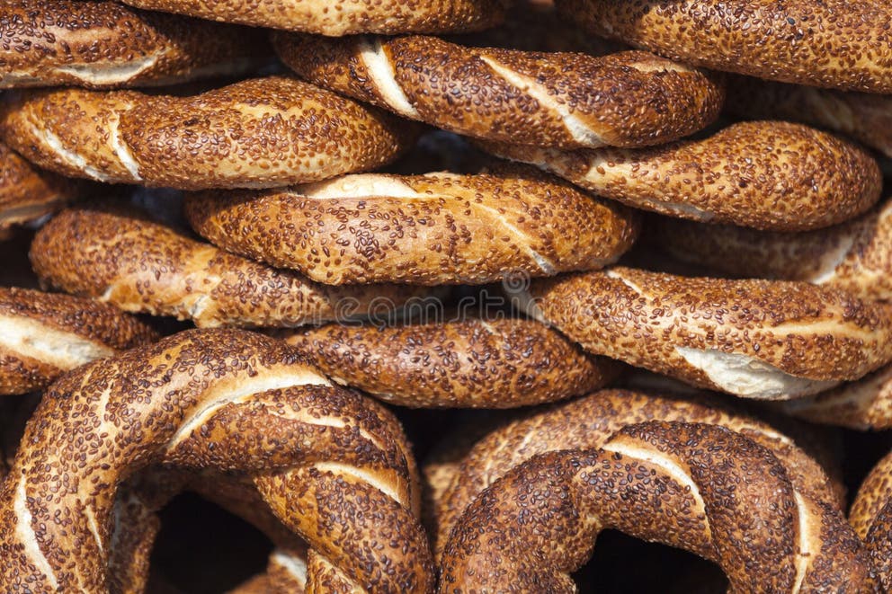 Stack of Simits on a Market Stall in Istanbul Stock Photo - Image of ...