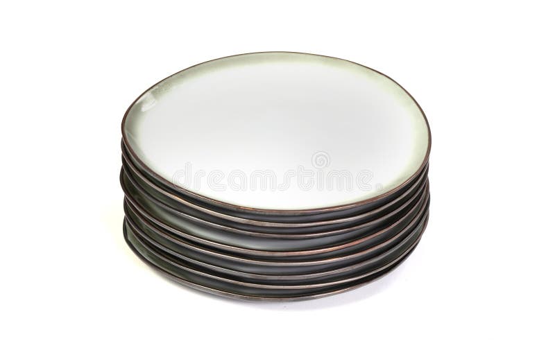 Stack of Simple Cake Plates, Isolated Stock Image - Image of kitchen ...