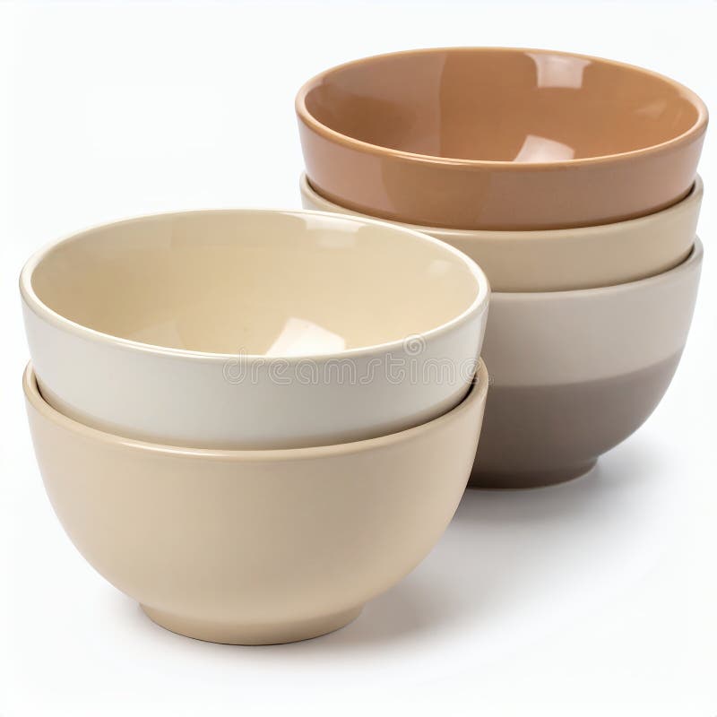 Earthenware Bowls Stacked Neatly Showcasing Neutral Tones and ...