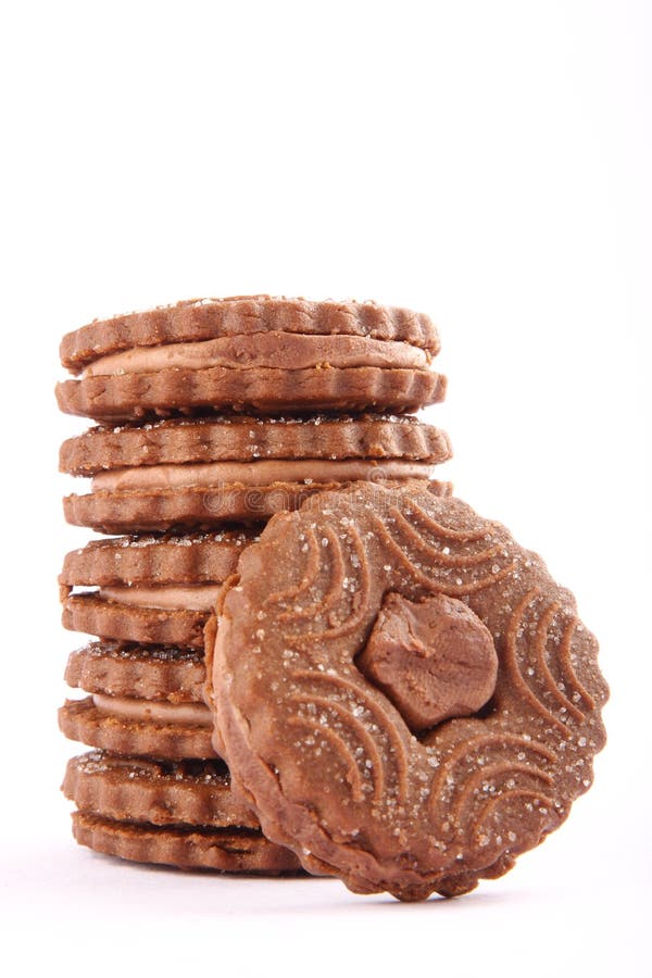 Stack of Six Chocolate Cream, Filled Biscuits. Stock Photo - Image of ...